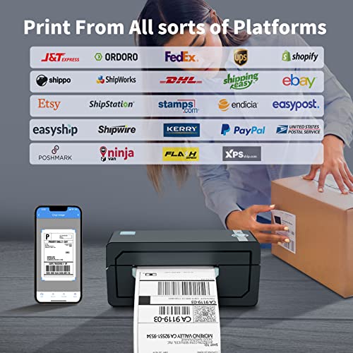 JADENS Bluetooth Label Printer & 1 Pack Thermal Labels