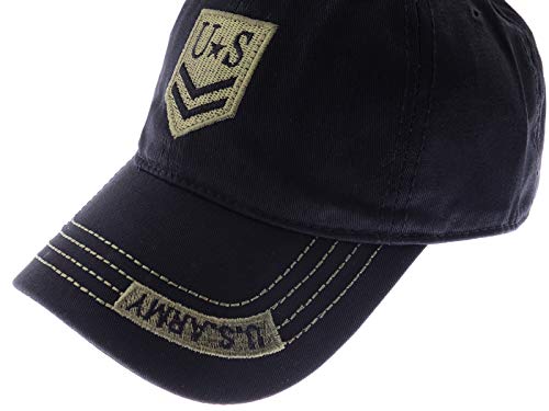 Anna-Kaci Women Men US Army Veteran Military Embroidered Baseball Dad Cap, US Black, One Size