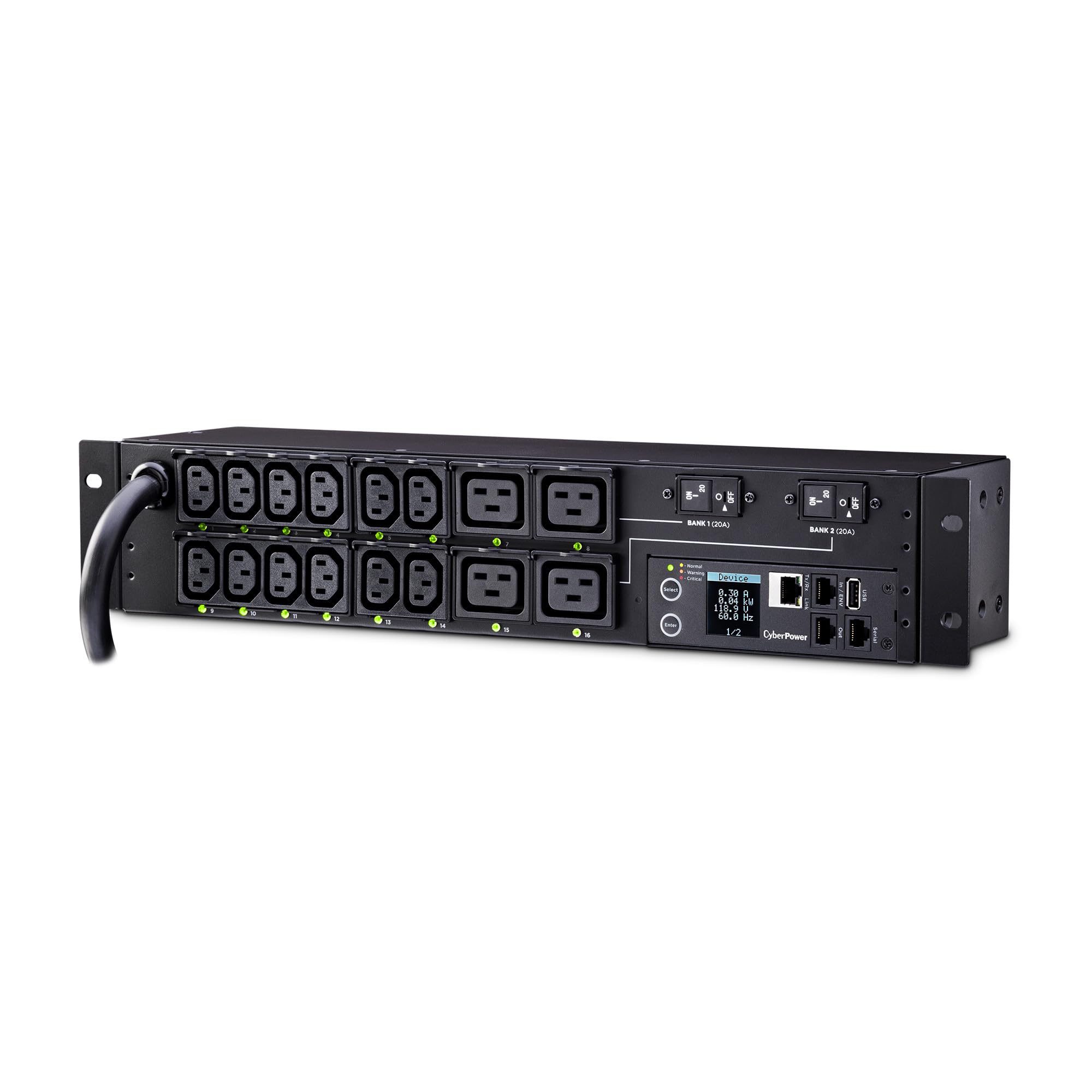 CyberPower PDU41008 Power Distribution Unit Switched 200-240V, 30A (Derated to 24A) 16 Outlets, 2U Rackmount
