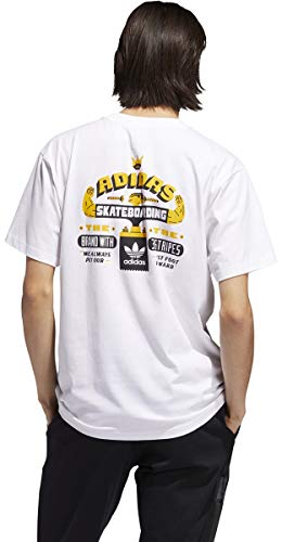 adidas Action Sports App Workout and Training Shirts, White/Black/Active Gold, X-Large