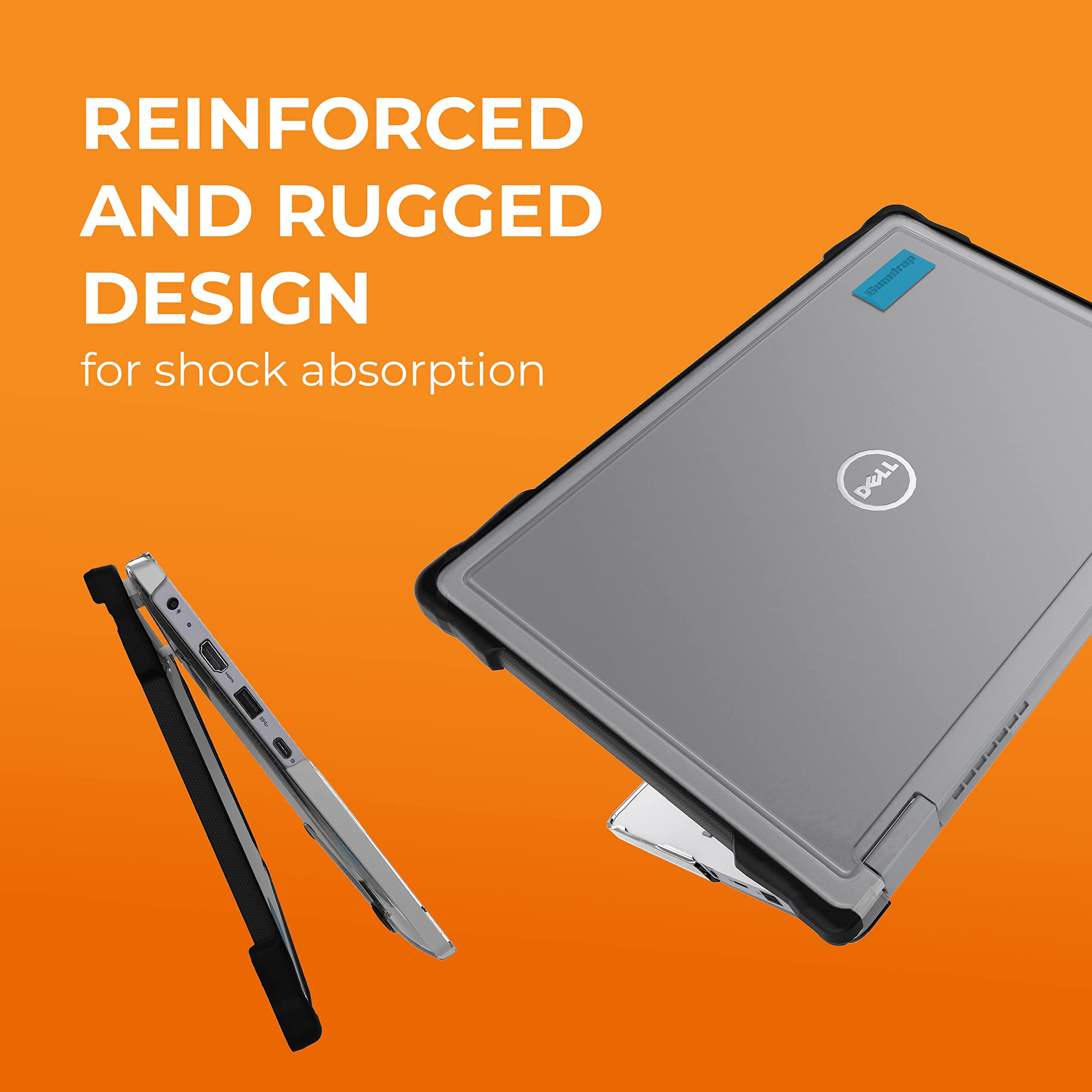 Gumdrop SlimTech Laptop Case Fits Dell Latitude 3310 | 3330 (2-in-1) - Rugged Drop Tested Shockproof Lightweight Reliable Device Protection for Kids K-12 Students School Office or Business Use - Black