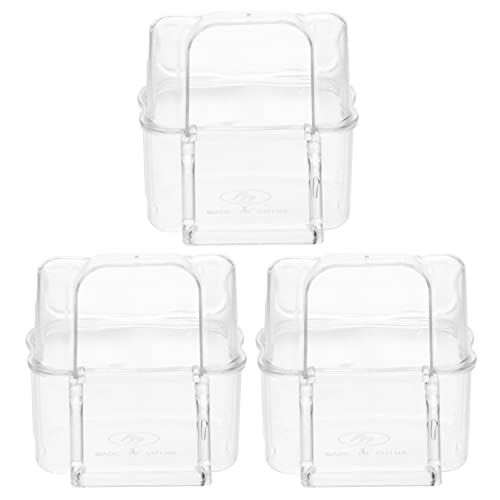 POPETPOP 3pcs Bird Cage Plastic Cups Acrylic Feeding Bowls Hanging Parrot Feeders Cage Accessories for Parakeet Canary Cockatiel (Transparent)