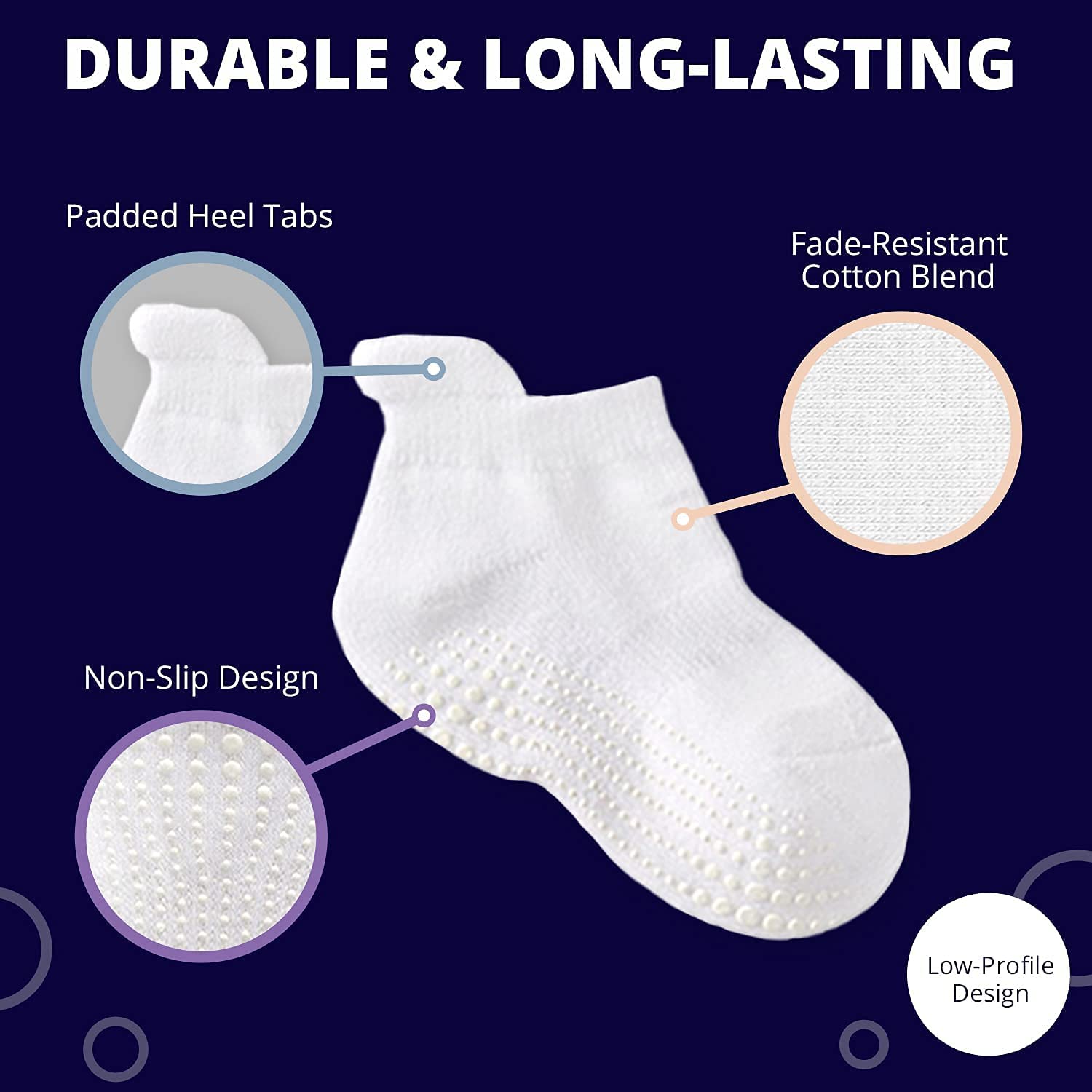 LA ACTIVE Non Slip Grip Ankle Boys and Girls Socks with Non Skid for Babies Toddlers and Kids Back to School, Ideal Gift for Mother's Day