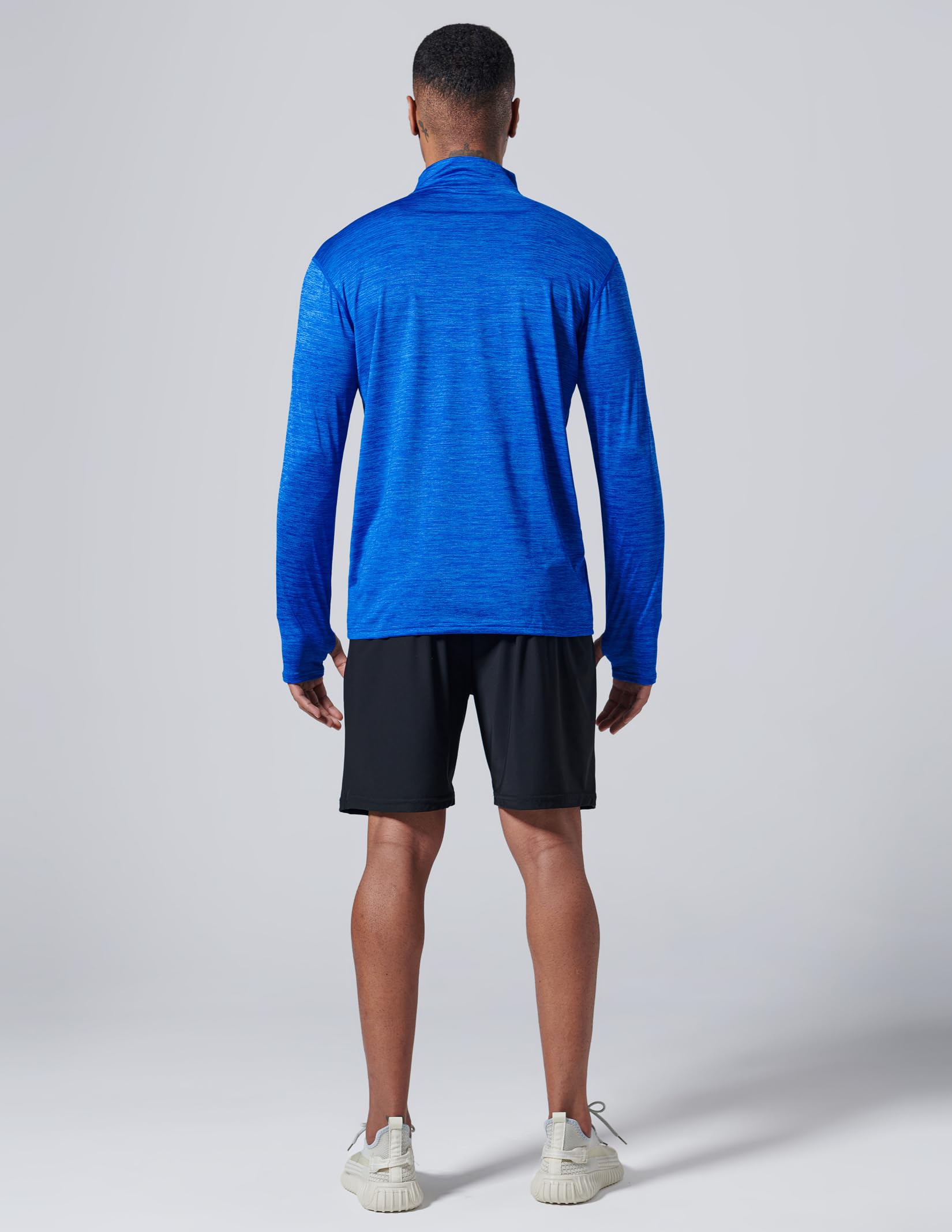 3 Pack: Men's Quarter 1/4 Zip Pullover Long Sleeve Workout Jackets, Athletic Dry Fit Running Shirts (Set 2, Large)