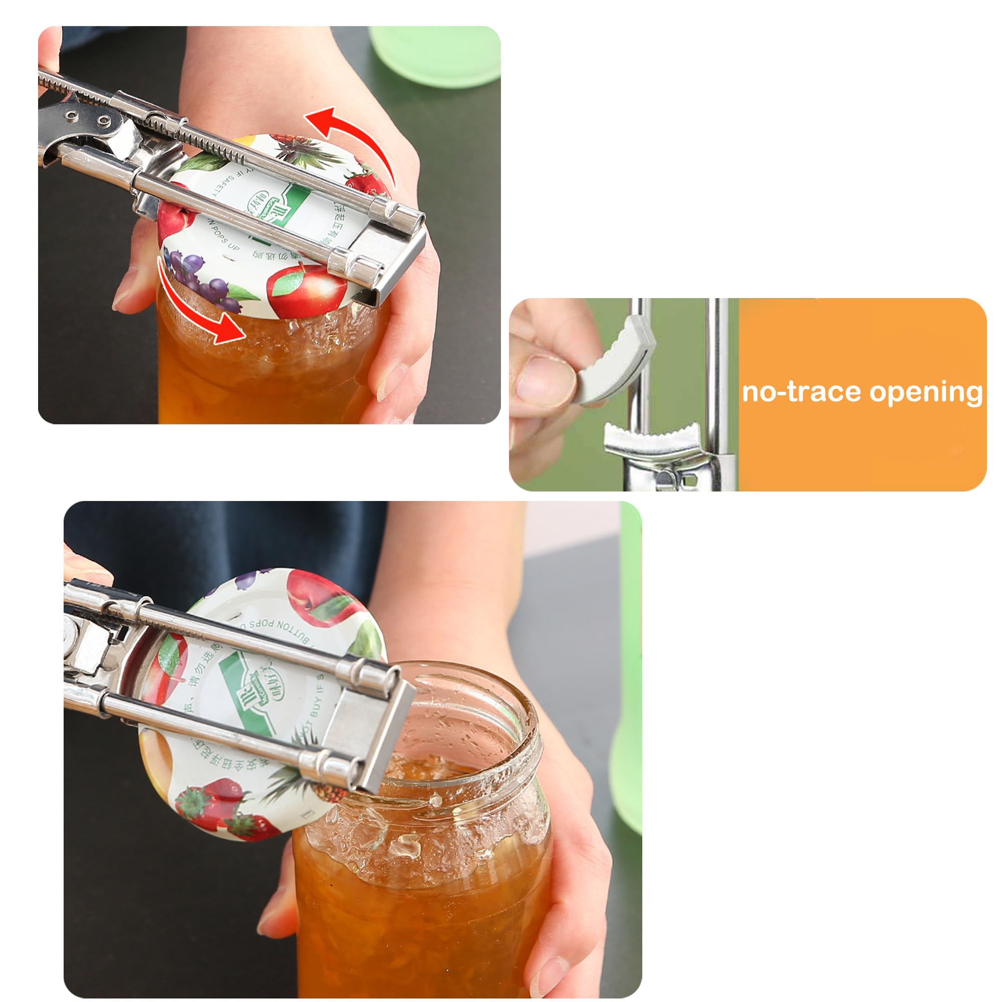 Adjustable Jar opener & Bottle Opener, Multifunctional Stainless Steel Manual Jar Bottle Can Opener, Easy-open Lid Seal Remover Kitchen Accessories