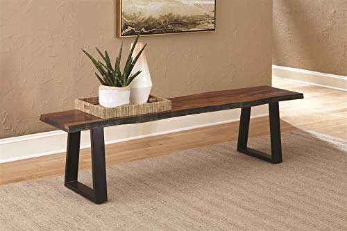 Jamestown Live Edge Dining Bench Grey and Black
