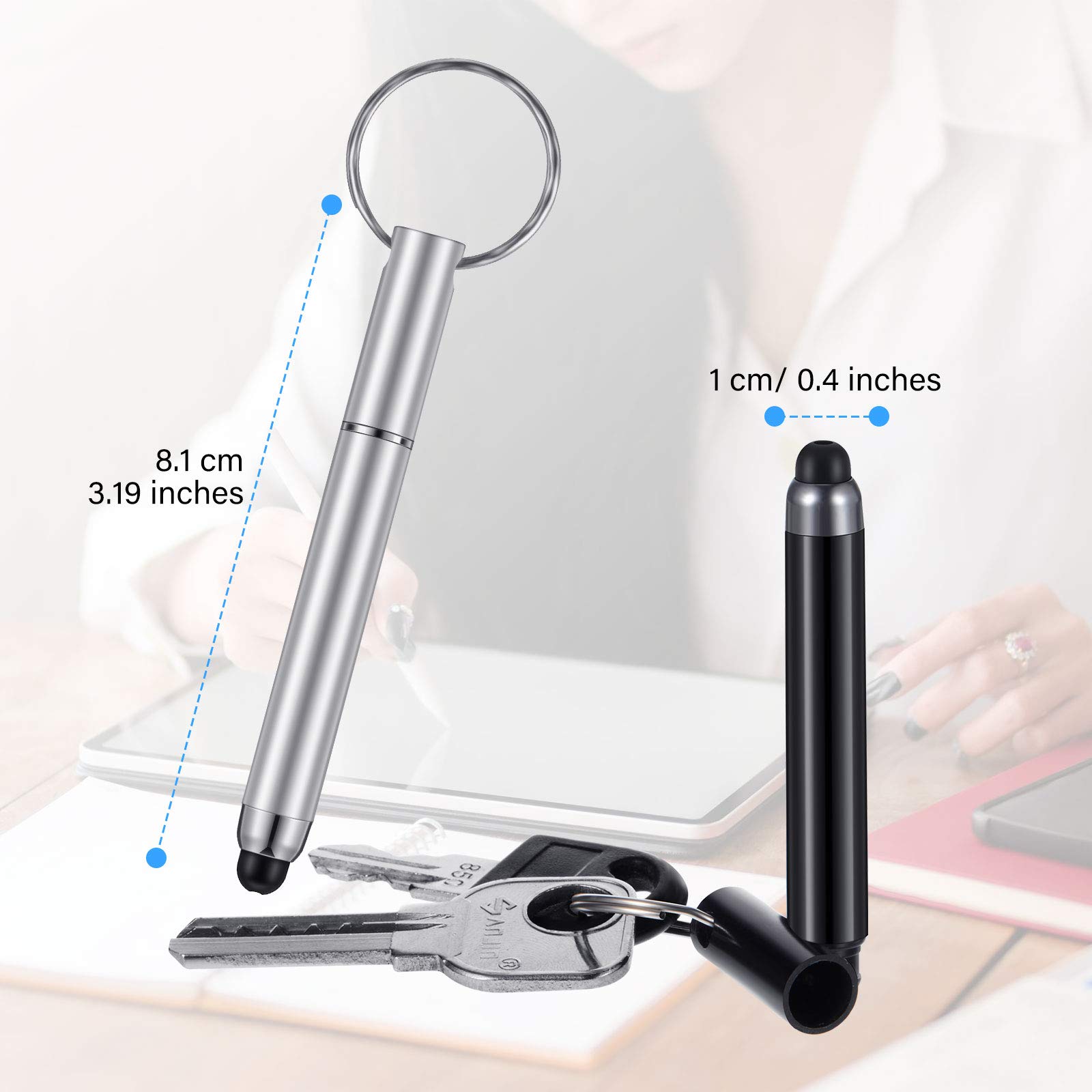 Outus 8 Pieces Stylus Pen Keychain Portable Touch Screen Capacitive Stylus, 3-in-1 Integrated Key Chain Stylus Pens for Tablets and Cell Phones