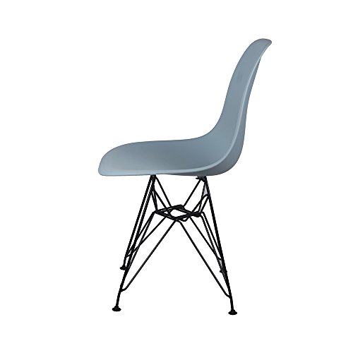 GIA Contemporary Armless Dining Chair, Qty of 2, Fog Seat with Black Metal Legs