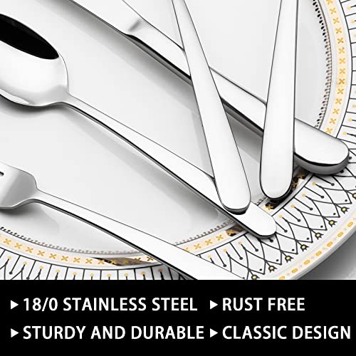 EWFEN 60-Piece Silverware Set, Heavy Duty Stainless Steel Flatware Set for 12, Food-Grade Tableware Cutlery Set, Utensil Sets for Home Restaurant, Mirror Finish, Dishwasher Safe