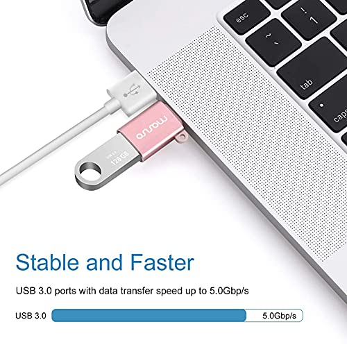 MOSISO USB C to USB Adapter 2 Pack, USB Type-C to USB Connector, Thunderbolt 3 to USB 3.0 Converter OTG Compatible with MacBook Pro 2020-2016/Air 2020-2018/Laptop Tablet/More Type-C Devices, Rose Gold