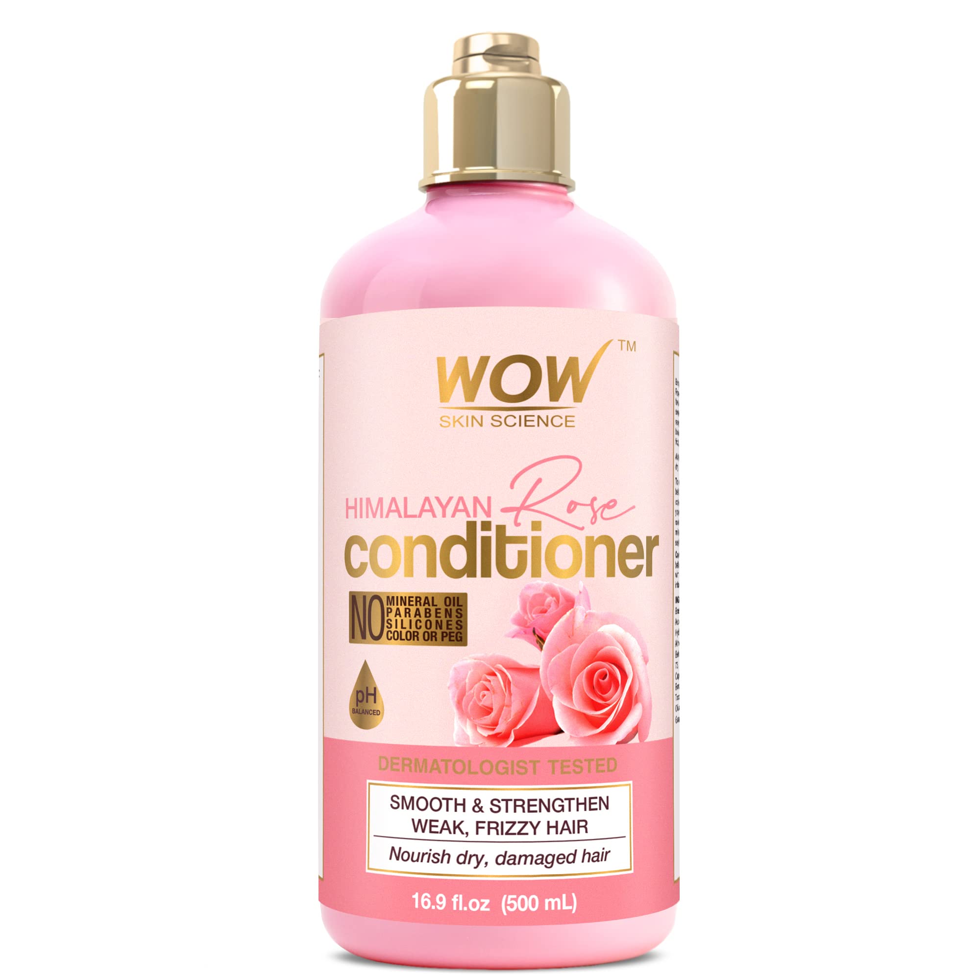 WOW Skin Science Himalayan Rose Hair Conditioner for Dry Damaged Hair - Hydrating Hair Repair (Conditioner 16.9 Fl Oz (Pack of 1))