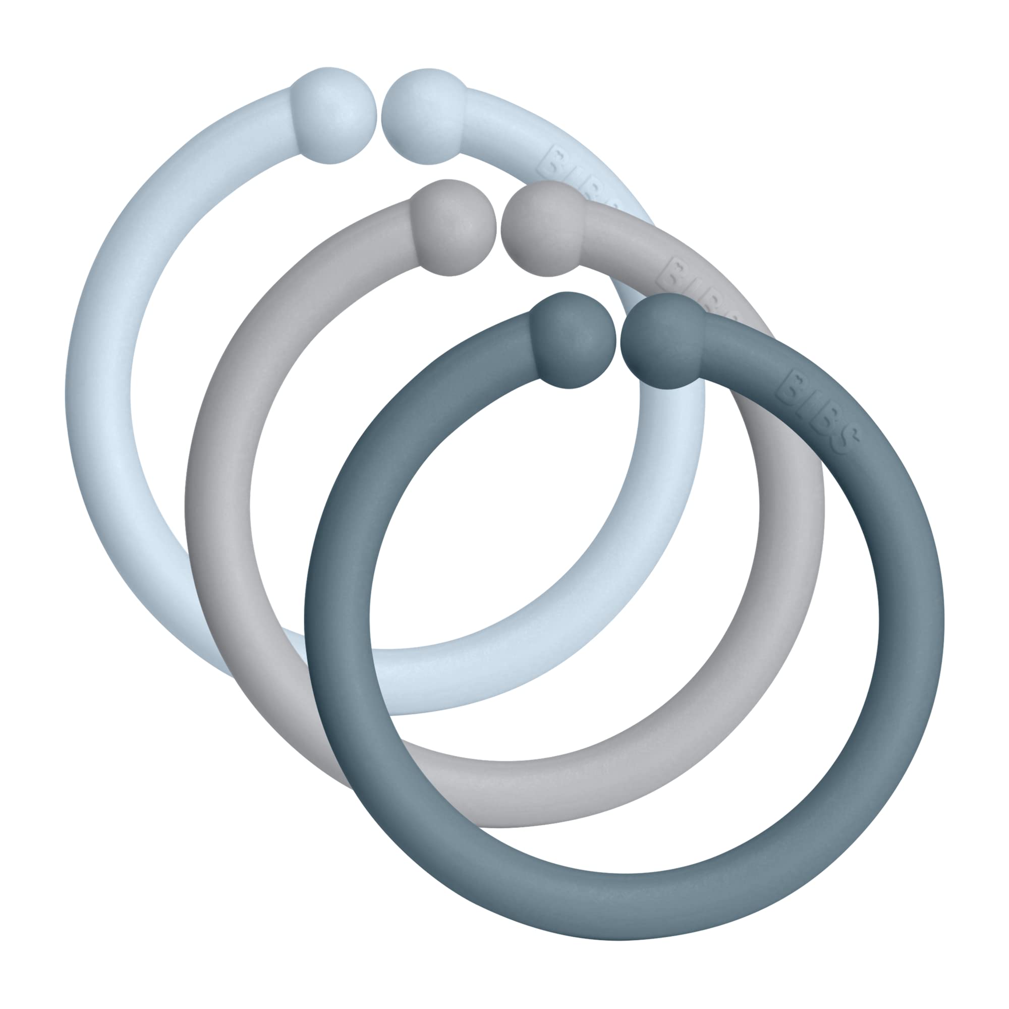 BIBS Loops 12-Pack, BPA Free, Made in Denmark, OneSize (0-36 Months), Cloud/Baby Blue/Petrol