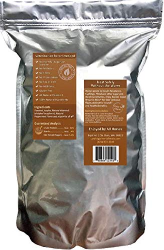 Most Popular! Buckin’ Good Brownie Bites Low Sugar, Low Starch Horse Treats (Peppermint, 3 lb. Refill Bag)