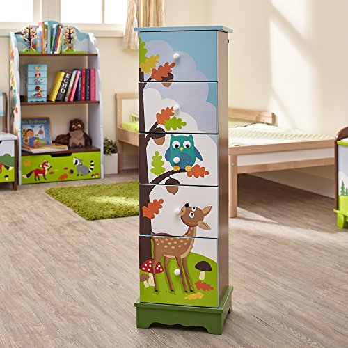 Fantasy Fields - Enchanted Woodland Hand Crafted Kids Storage Cabinet with 5 Drawers