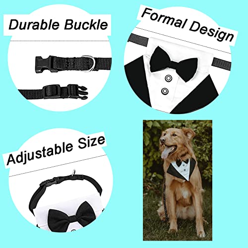 Bow Tie Dog Collar, iToolai Adjustable Collar Wedding Bandana for Small Medium Large Dog Boy(Black Strips, Large)