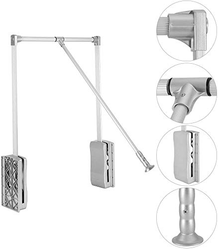 uyoyous Pull Down Closet Rod Aluminum Adjustable 35-46.7 Inch Heavy Duty Closet Pull Down Rods Hanger for Hanging Clothes Wardrobe Lift Rail Organizer Storage System Side Mounted Expanding Tubing