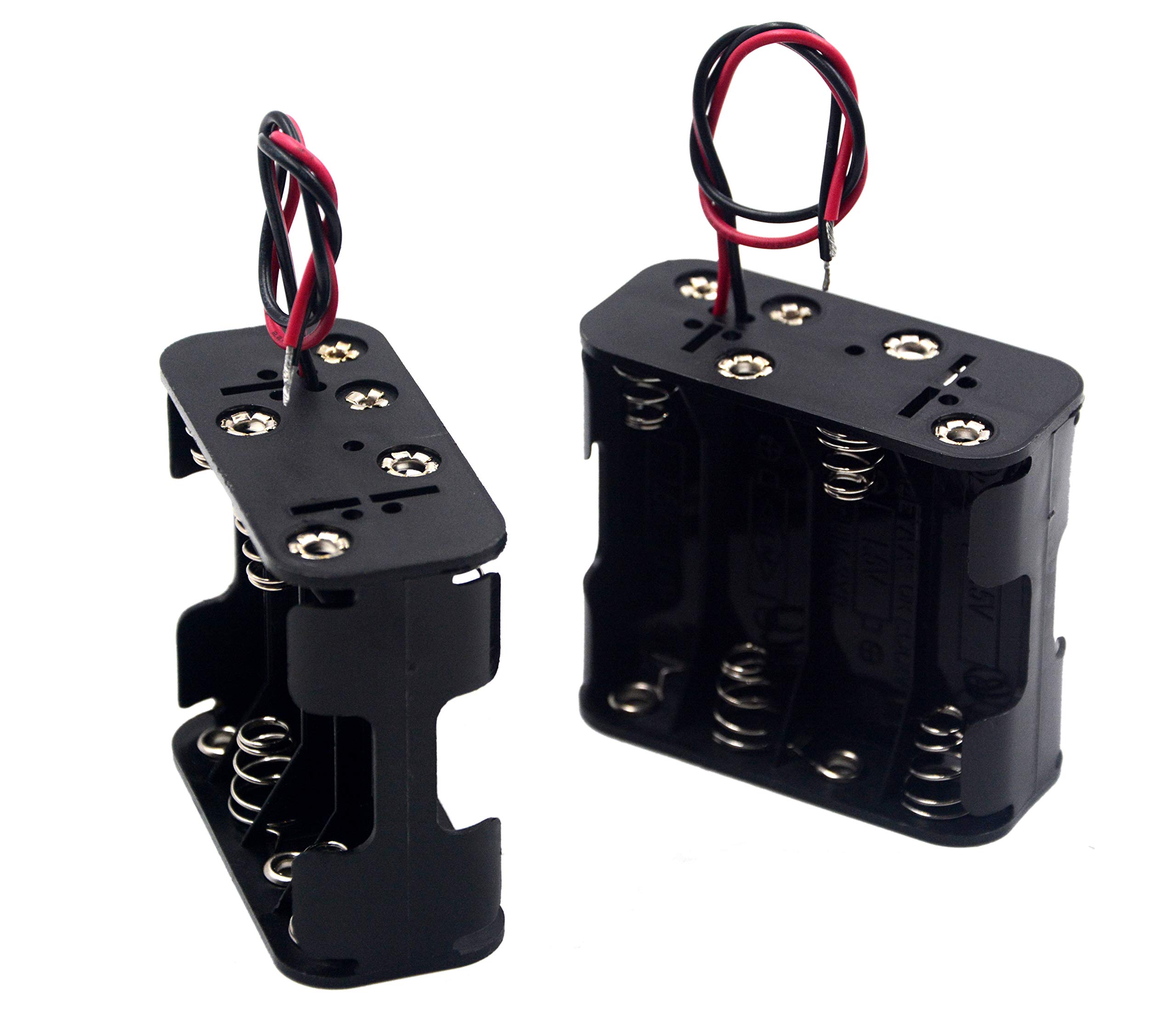 LampVPath (Pack of 2 8 AA Battery Holder, 12v AA Battery Holder, 8 AA Battery Holder with Leads-Double Layers Battery Holder(Each Layer Loads Four aa Batteries)