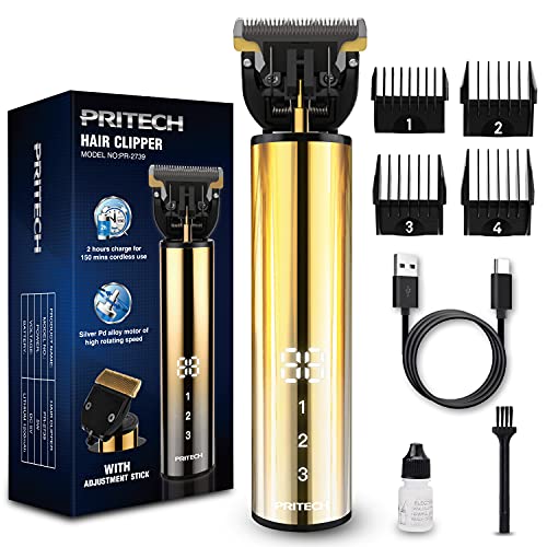Professional Hair Clippers for Men Cordless Hair Trimmer Ornate Beard Trimmer Lineup Hair Clipper Rechargeable Grooming Kit Adjustable Hair Trimmers Outliner Edgers Haircut Kit with LED Display Gold