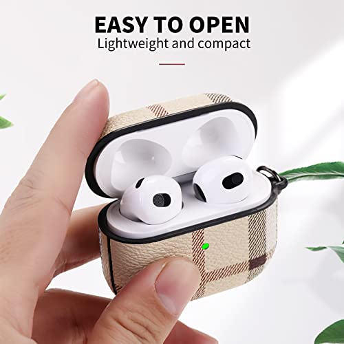 AirPods 3rd Generation Case , Leather AirPods 3rd Case for Apple AirPods 3rd,AirPods 3 Luxury case, with Wrist Strap and Keychain, for Apple AirPods 3rd Generation 2021,(Eco-Friendly Leather)