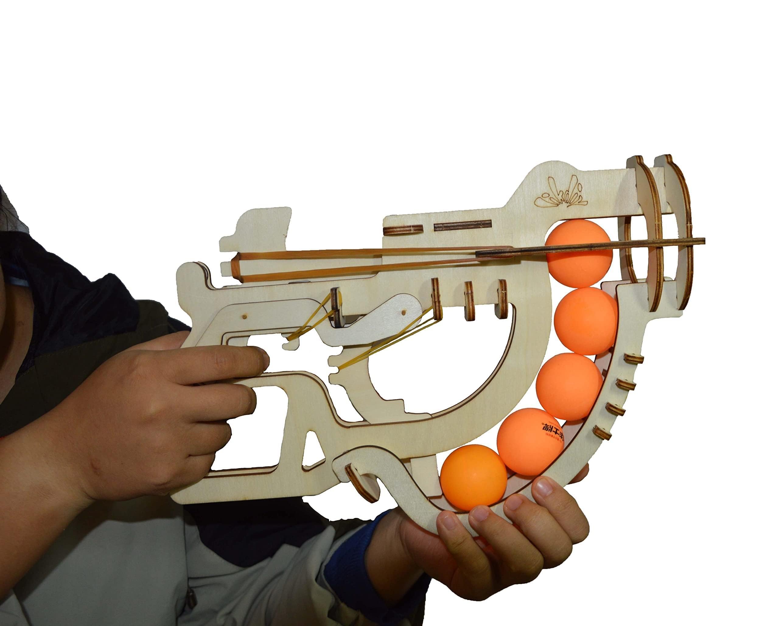 3D Wooden PuzzleRubber Band Gun-Table Tennis Gun, Table Tennis Shooter