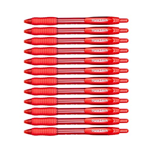 Paper Mate Profile Retractable Ball Point Pen, 1.4mm, Bold Point, Pack of 12 (Red)