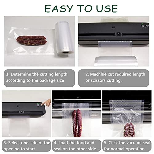 Vacuum Sealer Bags, GECHSAN Food Storage Vacuum Sealing Plastic Packaging Bags, 5 Pack(6" x 20'/ 8" x 20'/ 11" x 20') Heavy Duty Vacuum Seal Bag Rolls, Great for Sous Vide or Meal Prep, Work with Vacuum Sealer, BPA Free.