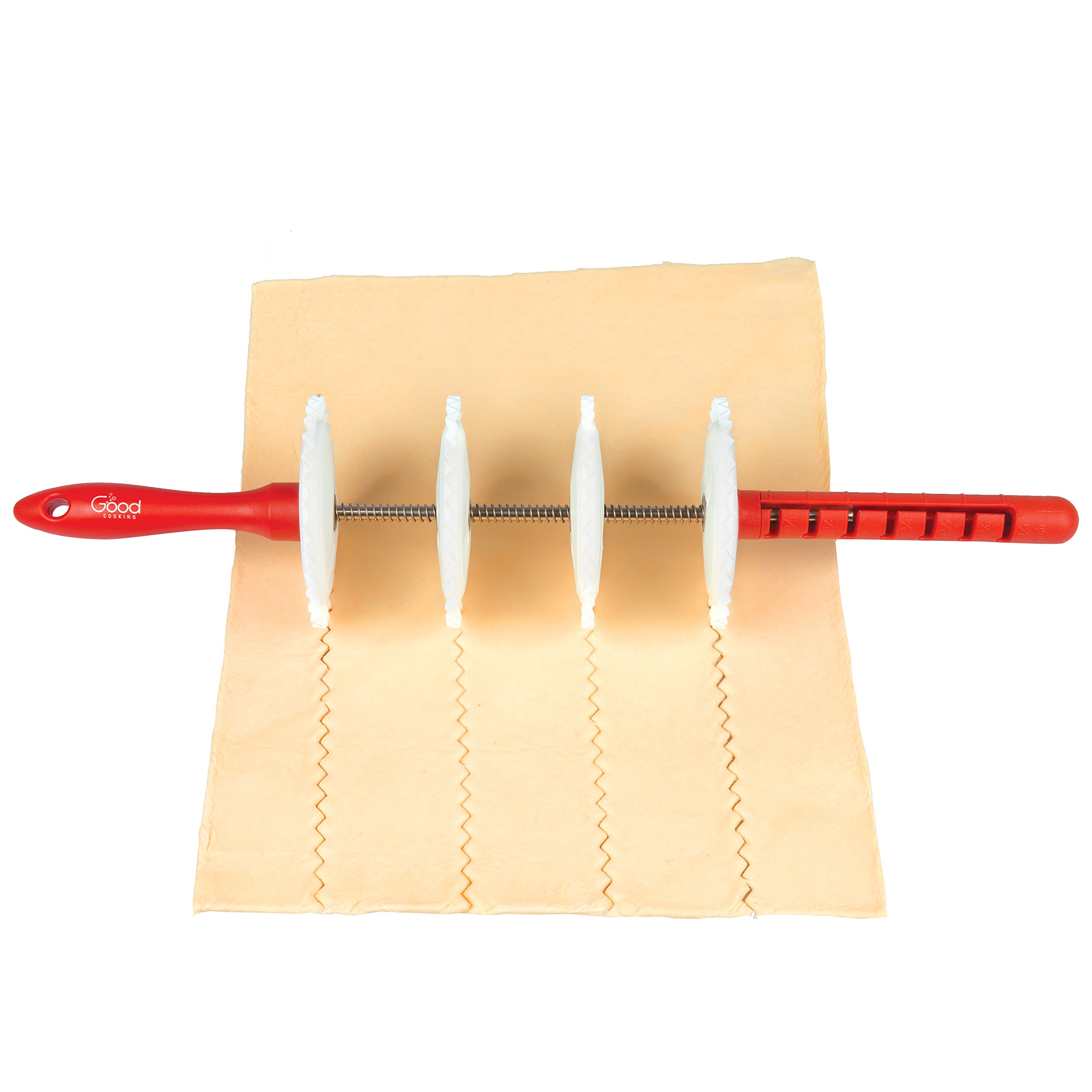 Adjustable Pastry Wheel Cutter w 4 Interchangeable Fluted, Lattice, and Straight Slicers and 7 Width Adjustments