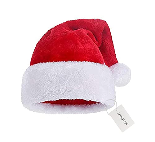 LONGTEN Christmas Hat Santa Hat Xmas Holiday Hat for Children Kids Unisex Velvet Comfort
