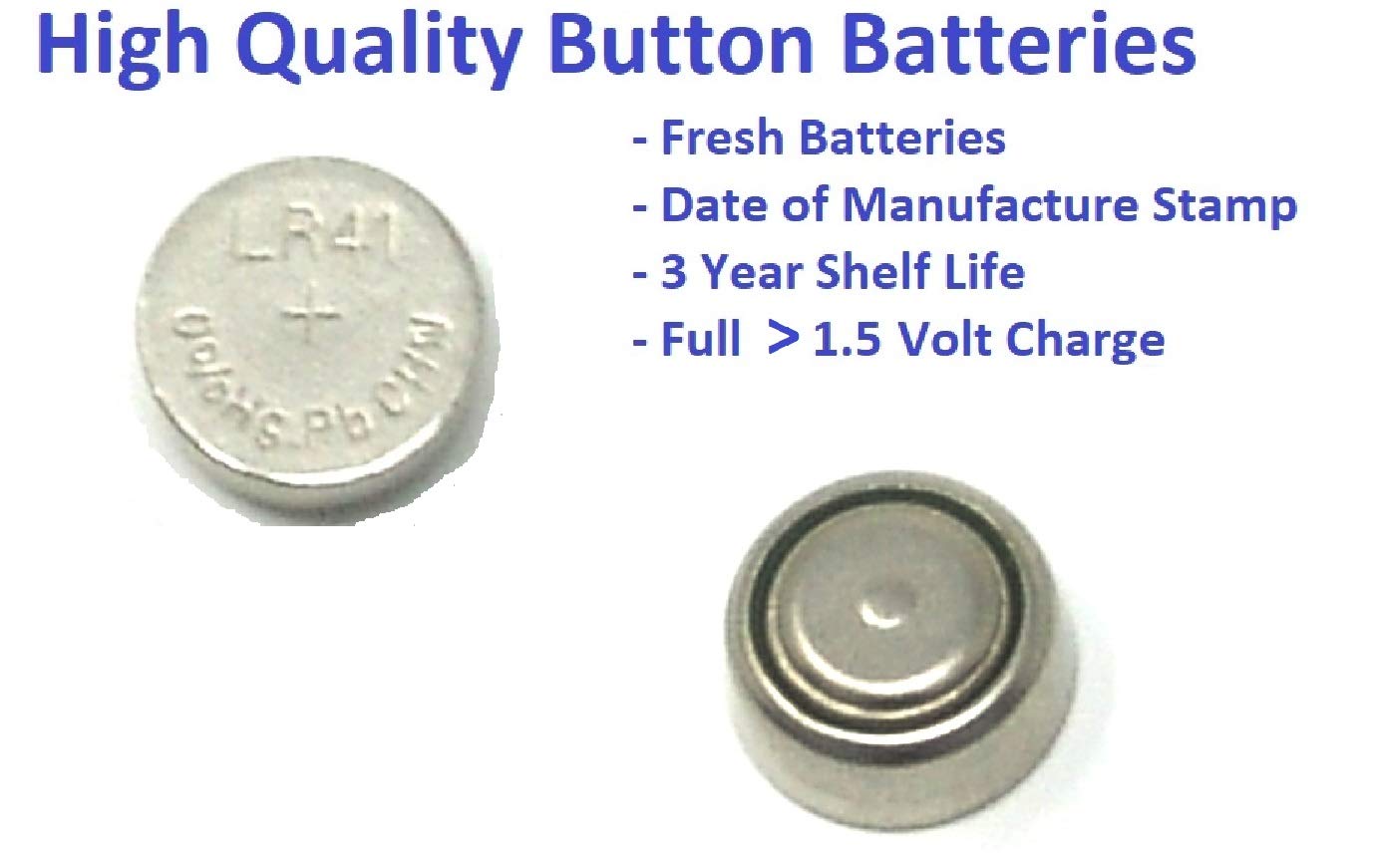 Rayverstar LR41 AG3 1.5 Volt Alkaline (20-Batteries) Fits: 392, 192, SR41, 384, 736, L736F (Full List Below)
