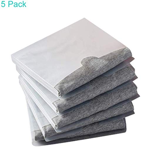 Multipurpose Clothes Folding Board, Shirt Sweater Coat Trousers Clothing Organizer Wardrobe Quick Storage Board, 2-Size Durable Plastic Home Flipfold Laundry Folder Board 5-Pack (L)