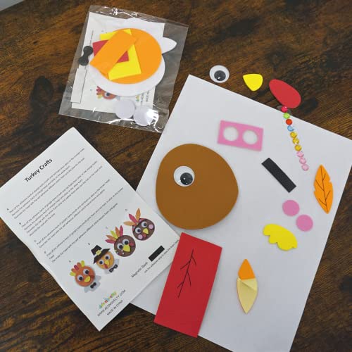 4E's Novelty Thanksgiving Crafts for Kids (12 Pack) Pilgrim Turkey Foam Magnet Craft Kit Bulk Thanksgiving DIY Activity for Toddlers, Kids, Adults