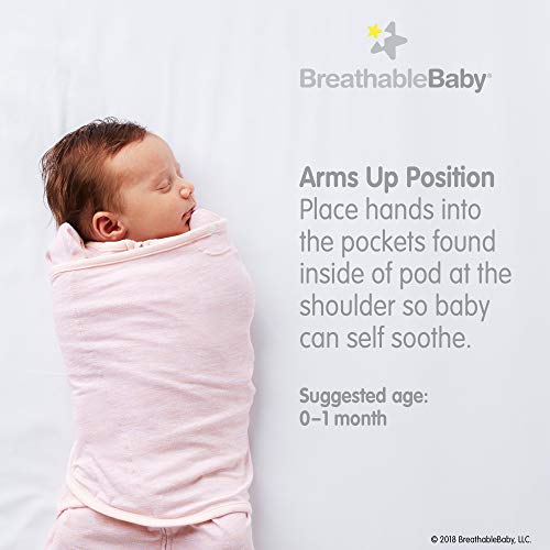 BreathableBaby Adjustable 3-in-1 Soft Premium Cotton Newborn Swaddle Trio Blanket & Wrap, (Infants 0-4 months) β Gray Watercolor Stripe, Arms Up, Arms Down, Arms Out, 61233-A