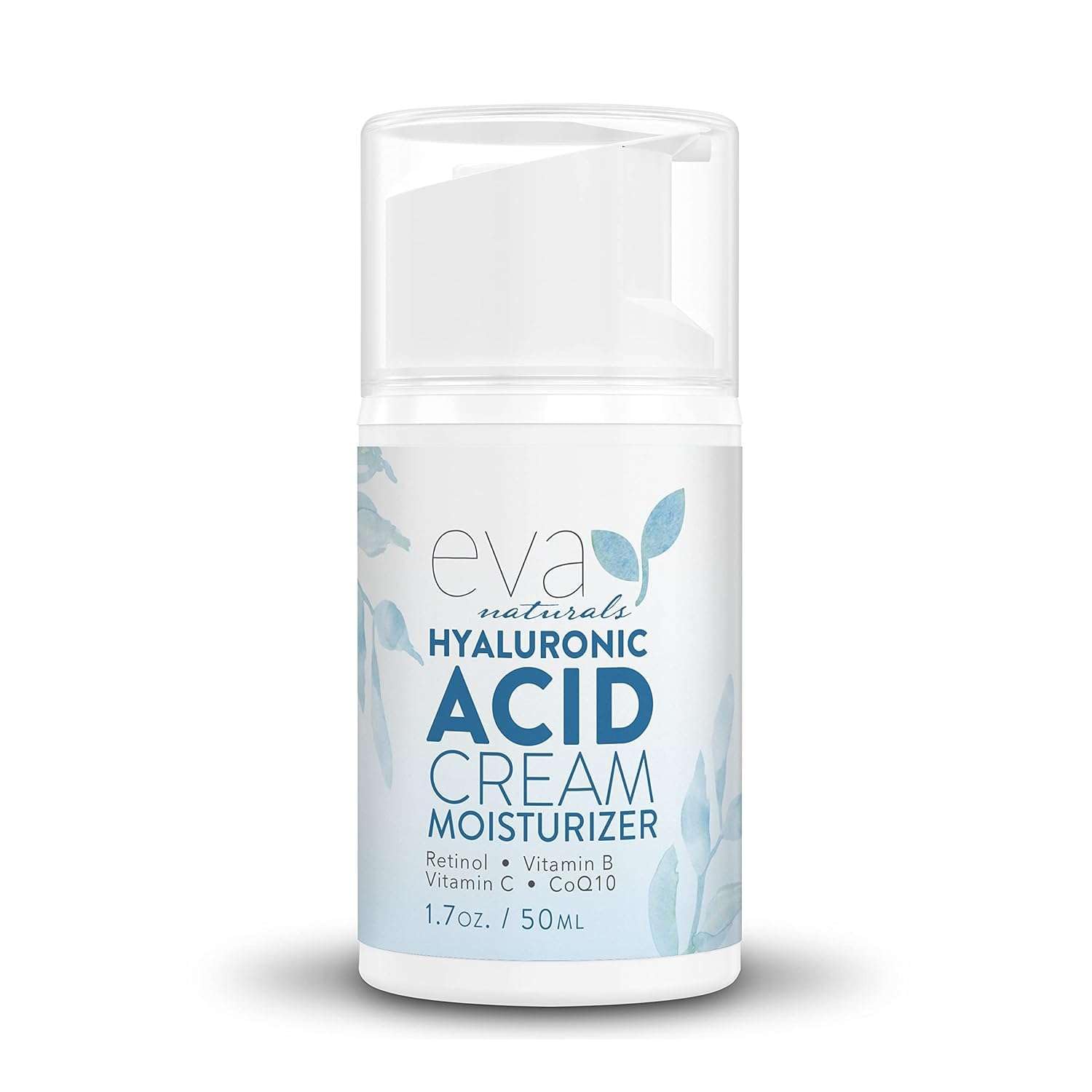 Eva Naturals Hydrating Face Cream with Hyaluronic Acid - Anti-Aging, Wrinkle Face Moisturizer for Women and Men, With Aloe Vera & Retinol For Face - Firming Day & Night Cream (1.7 Fl Oz)