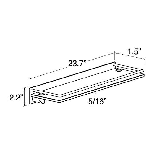 Ginger 2835T-24/SN Surface 24" Tempered Glass Bathroom Gallery Rail Shelf, Satin Nickel