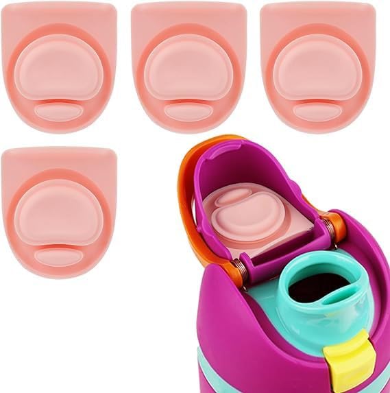 4pcs Bottle Replacement Stopper, Water Bottle Top Lid Compatible with Owala FreeSip,Bottle Gasket Silicone Plug Accessory for Owala 19/24/32/40oz BPA-Free Seal Bottle Cap Mouth (pink)