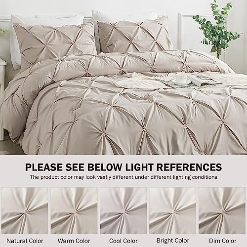 Andency California King Comforter Set Khaki (104x96Inch), Pinch Pleat Cal King Comforter Set 3 Pieces, Oversized King Pintuck Bed Comforter, Microfiber Down Alternative Comforter Bedding Set
