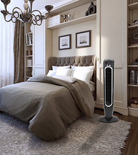 Genesis Powerful 40 Inch 360 Degree Oscillating Tower Fan With Max Air Quiet Technology And Remote, Black (A2TOWERFAN360)