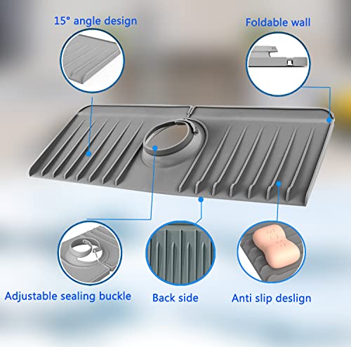 Actoridae Faucet Sink Splash Guard Water Catcher Mat with foldable trap for Kitchen & Bathroom Countertop Protect Suit for 2.5" Single Faucet