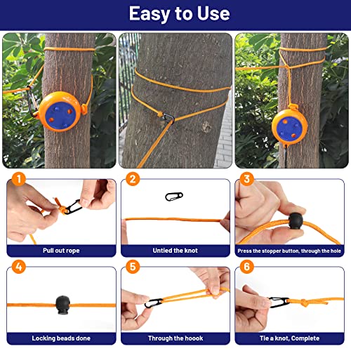 Portable Travel Clothesline Cord, Caudblor Adjustable 26ft Camping Clothes line, Laundry Drying Rope for Hotel Trip, Cruise, Outdoor/Indoor, with 12Pcs Stoppers, Windproof Clothespins