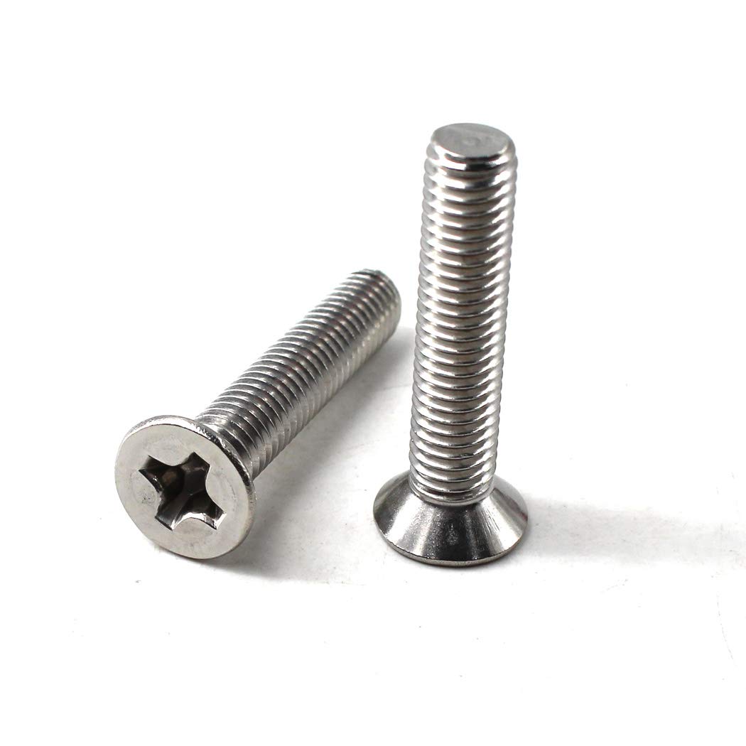 M8x40 Phillips Screws 304 Stainless Steel Flat Head Machine Screws Countersunk Screw (Pack of 20)