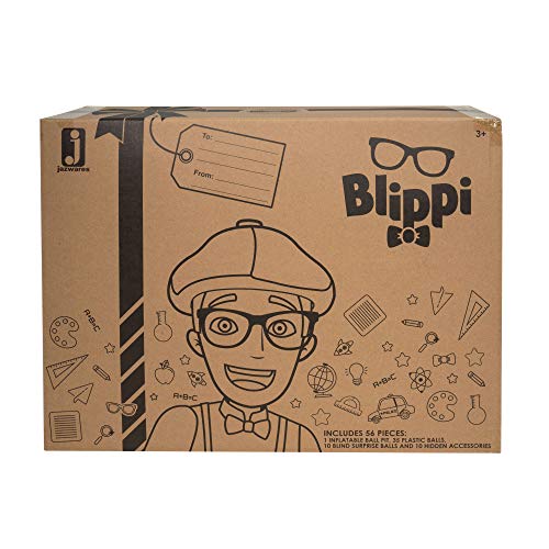 Blippi Ball Pit Mystery Adventure, Featuring Portable Indoor/Outdoor Inflatable Ball Pit, 35 Plastic Balls, 10 Surprise Balls with 10 Accessories - Educational Toys for Kids - Amazon Exclusive