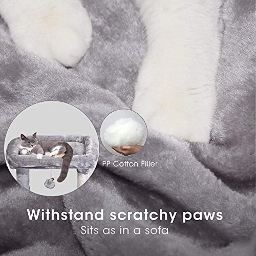MQ Cat Tree Tower 36.7in with Padded Plush Perches, Condo, Hammock & Cat Scratching Post for Kittens, Large Cats, Gray
