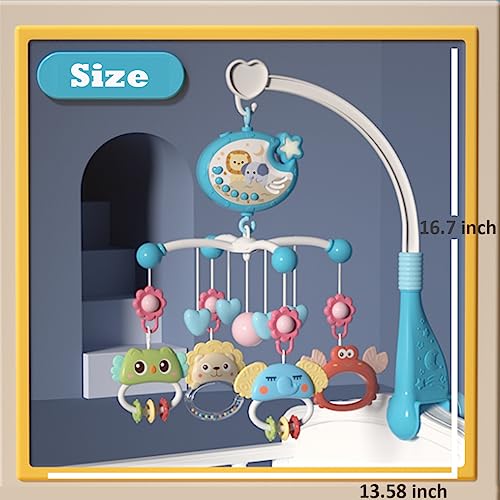 Baby Musical Crib Mobile with Light and Projector, Mobile for Crib with Remote Control & Timming Function, Rotating Hanging Rattles Toy for Newborn