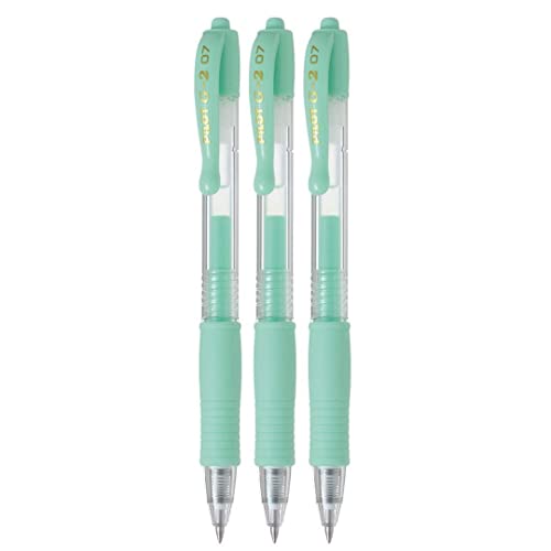 Pilot G2 Retractable Pastel Gel Ink Rollerball Pens, Fine Point 0.7mm, Green, 3 Count