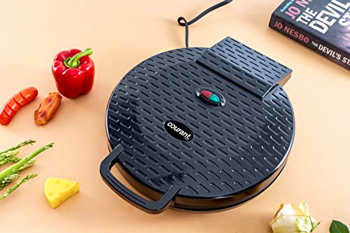 Courant Pizza Maker 12 inch Pizzas Machine, Newly improved Cool-touch Handle Non-Stick plates Pizza oven & Calzone Maker, Electric Countertop Oven for Home or School, 12β Indoor Grill/Griddle, Black