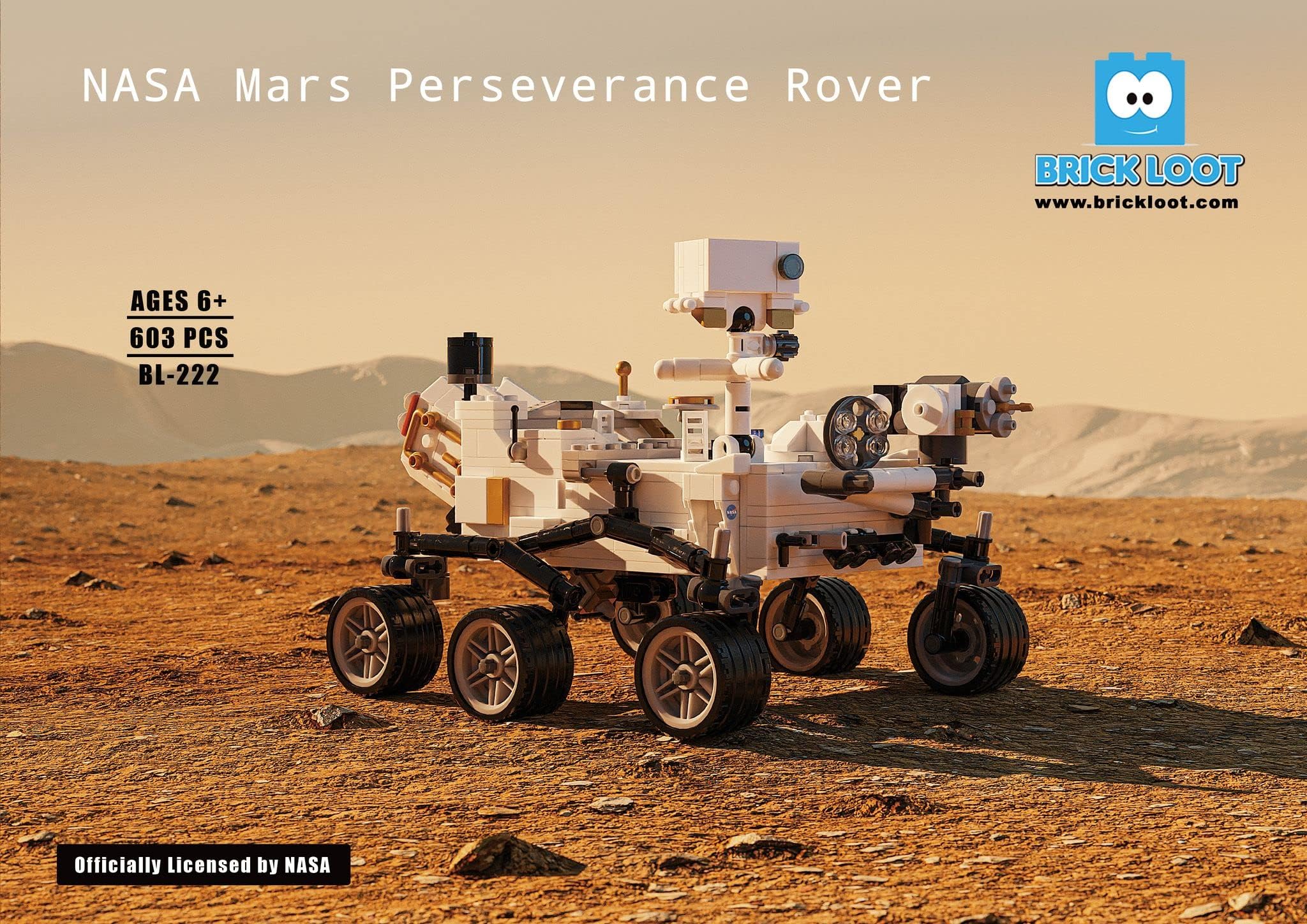 Brick Loot Officially Licensed NASA Mars Rover Perseverance Model Kit, Toy Car Building Blocks, STEM Kits, Space Gifts for Adults or Kids 6 +, Compatible with Lego and Other Major Brands, 603 Pieces