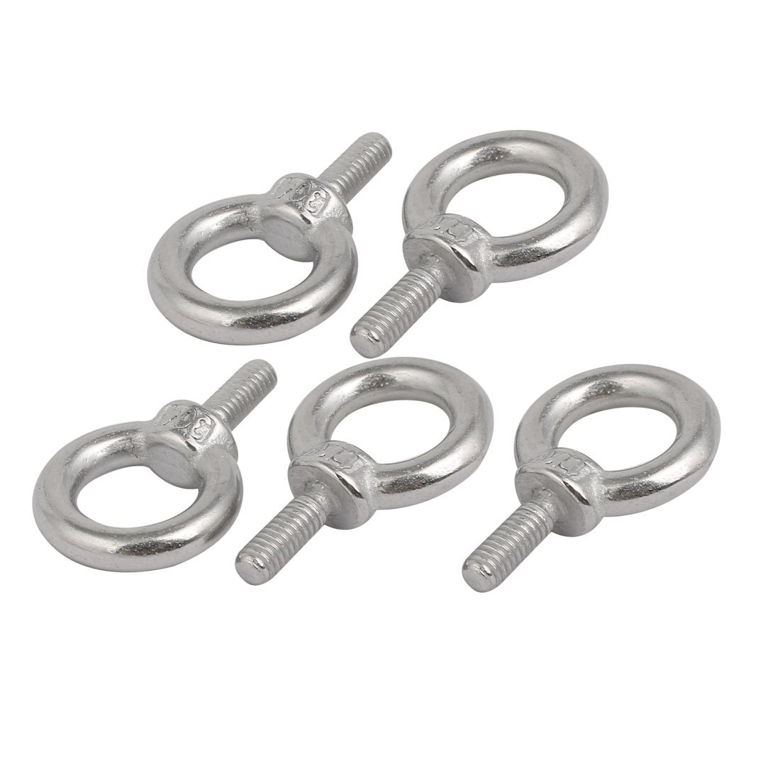 uxcell Lifting Eye Bolt M4 x 11mm Male Thread 304 Stainless Steel for Hanging, Pack of 5