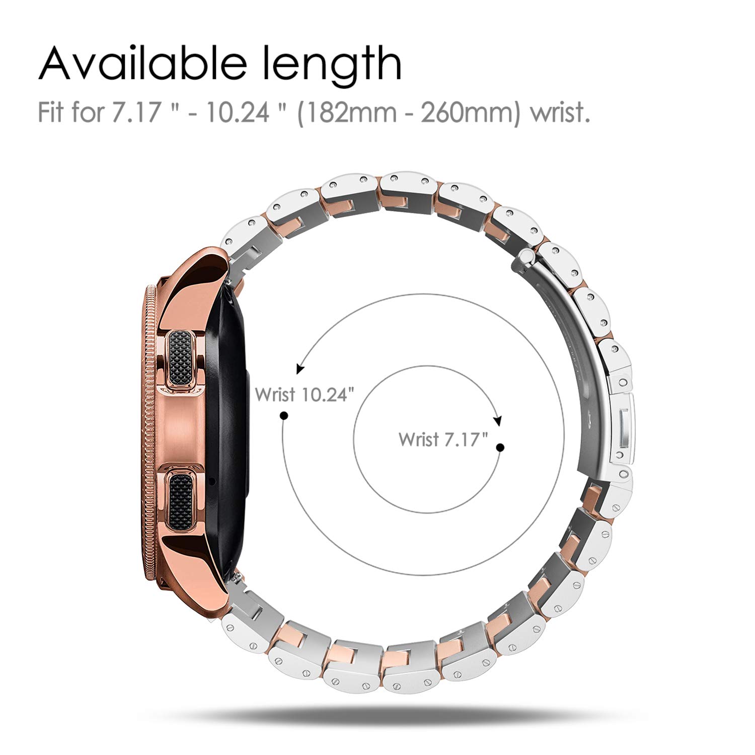 Fintie Bands Compatible with Galaxy Watch Active 40mm, 20mm Solid Stainless Steel Strap Compatible with Galaxy Watch Active 2 40mm & 44mm Smartwatch, Rose Gold, Silver
