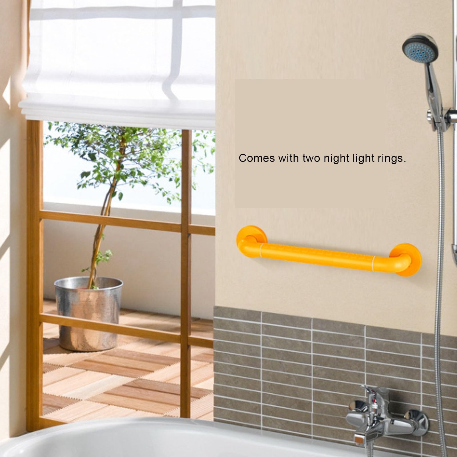 Bathroom Grab Bar, Shower Grab Bar, Bathroom Anti Slip Shower Handle Safety Handrail for Elderly People Handicap, for Bathtub Toilet Bathroom Kitchen Stairway Handrail (Yellow)