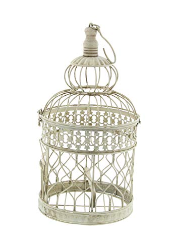Deco 79 Metal Round Birdcage with Latch Lock Closure and Hanging Hook, Set of 2 22", 18"H, Cream